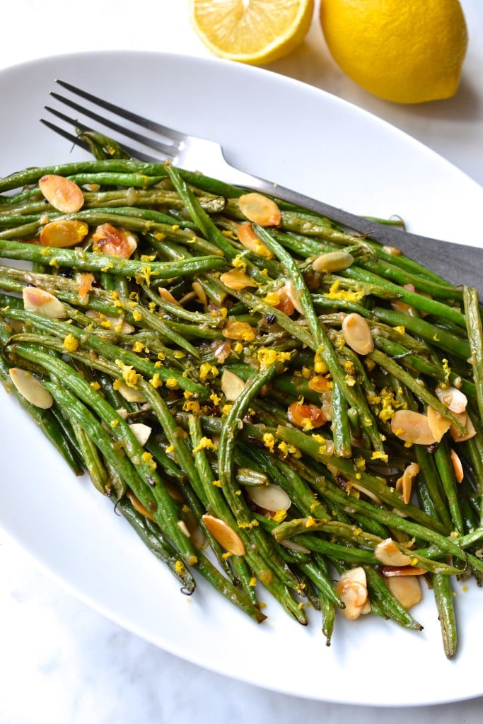 Lemon Roasted Green Beans with Almonds & Shallots - Every Last Bite