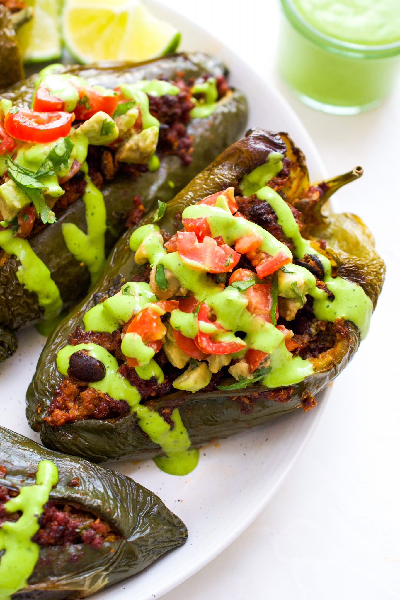 Beef Stuffed Poblano Peppers (Whole30 - Paleo) | Every Last Bite